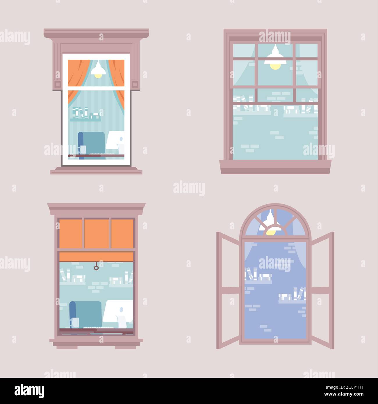 Four windows house Stock Vector Images - Alamy