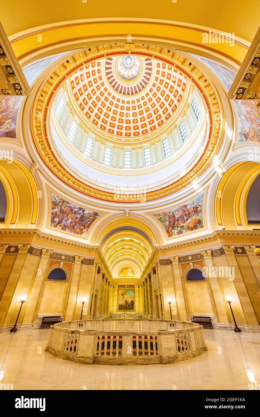 Oklahoma, AUG 9, 2021 - Interior view of the State Capital building ...