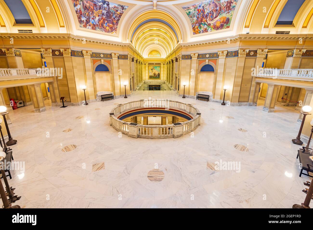 Oklahoma, AUG 9, 2021 - Interior view of the State Capital building ...