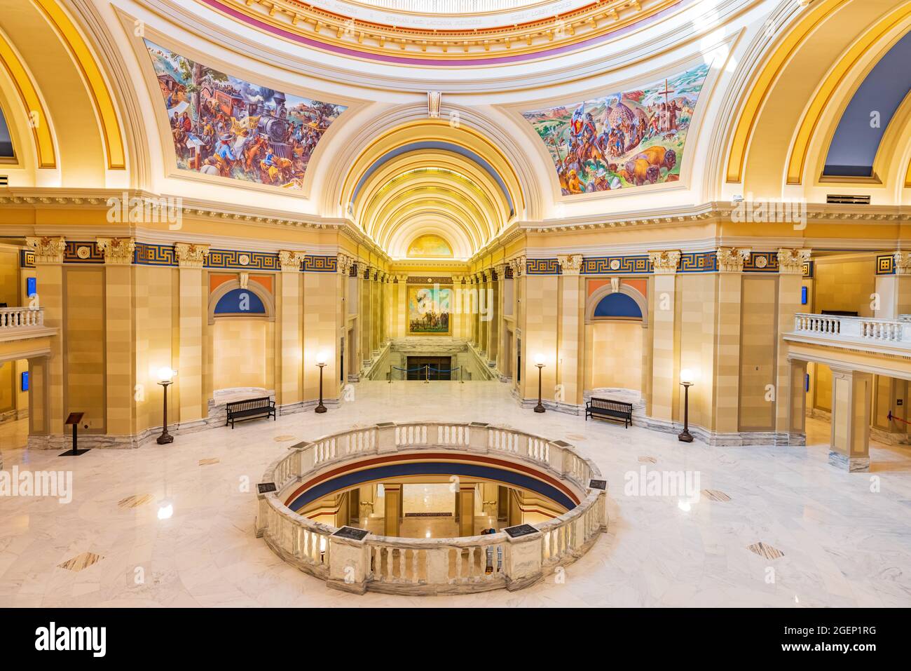 Oklahoma, AUG 9, 2021 - Interior view of the State Capital building ...