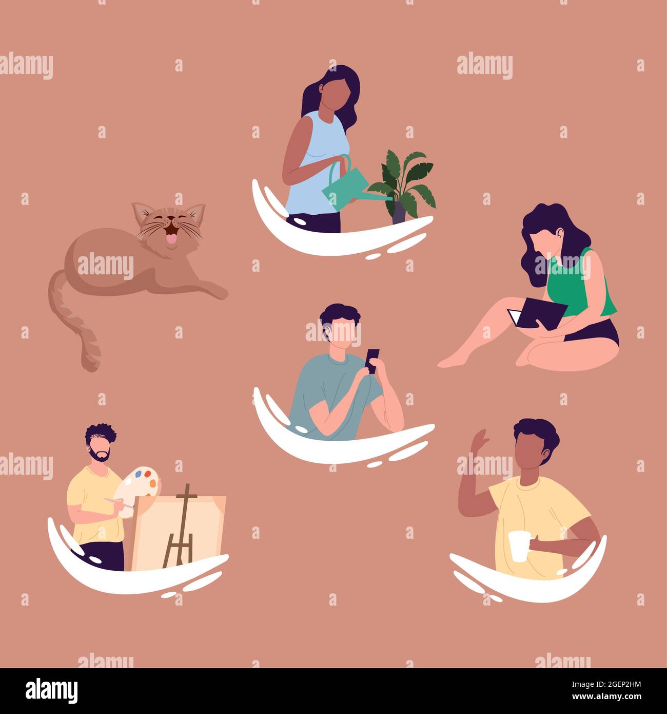 group of five persons doing activities Stock Vector Image & Art - Alamy