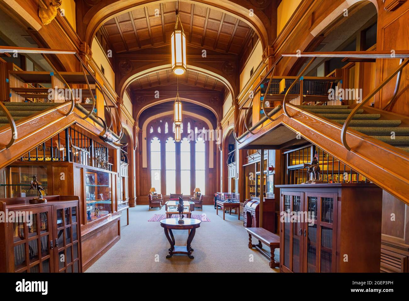 Oklahoma, AUG 10, 2021 - Interior view of the historical library in ...
