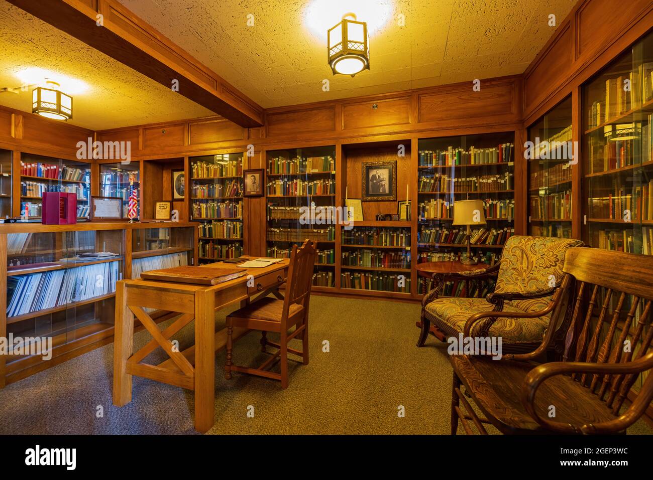Oklahoma, AUG 10, 2021 - Interior view of the historical library in ...