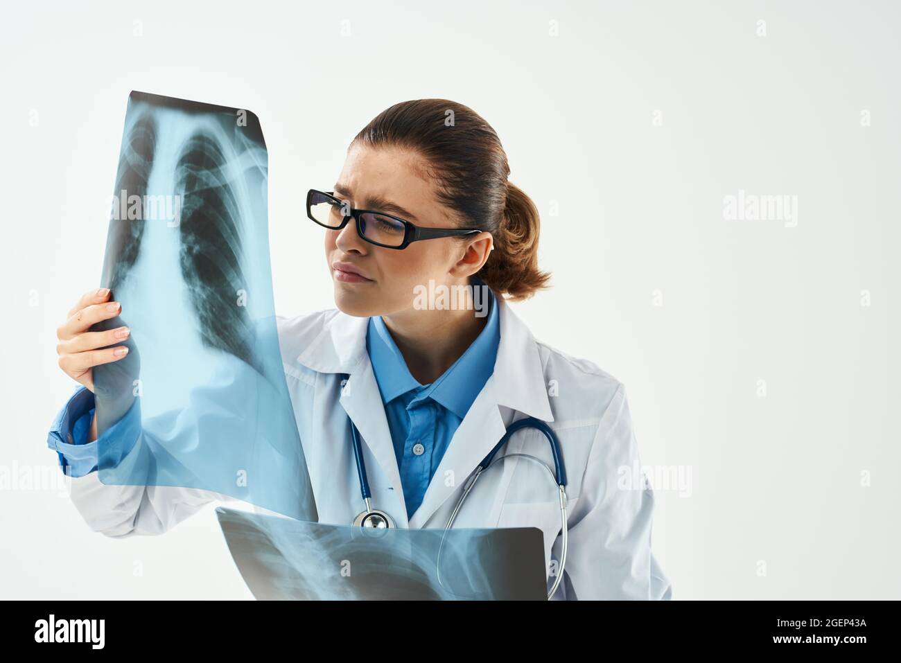 nurse radiologist in white coat x-rays hospital professional Stock ...