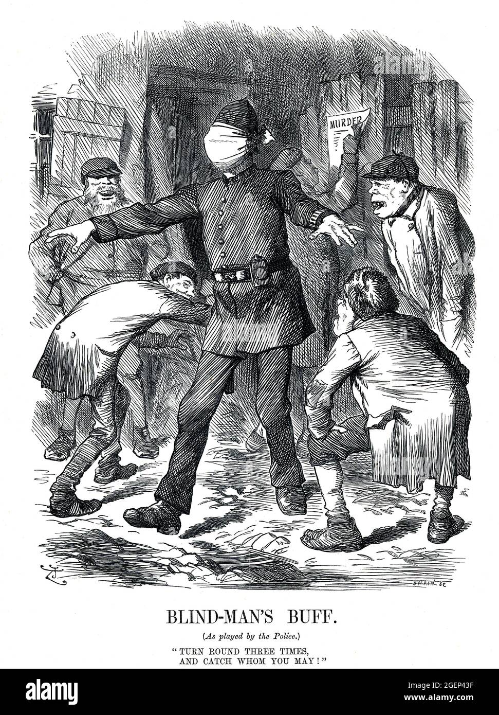 Jack The Ripper Failure of Police Punch Cartoon 1888 blind mans buff ...
