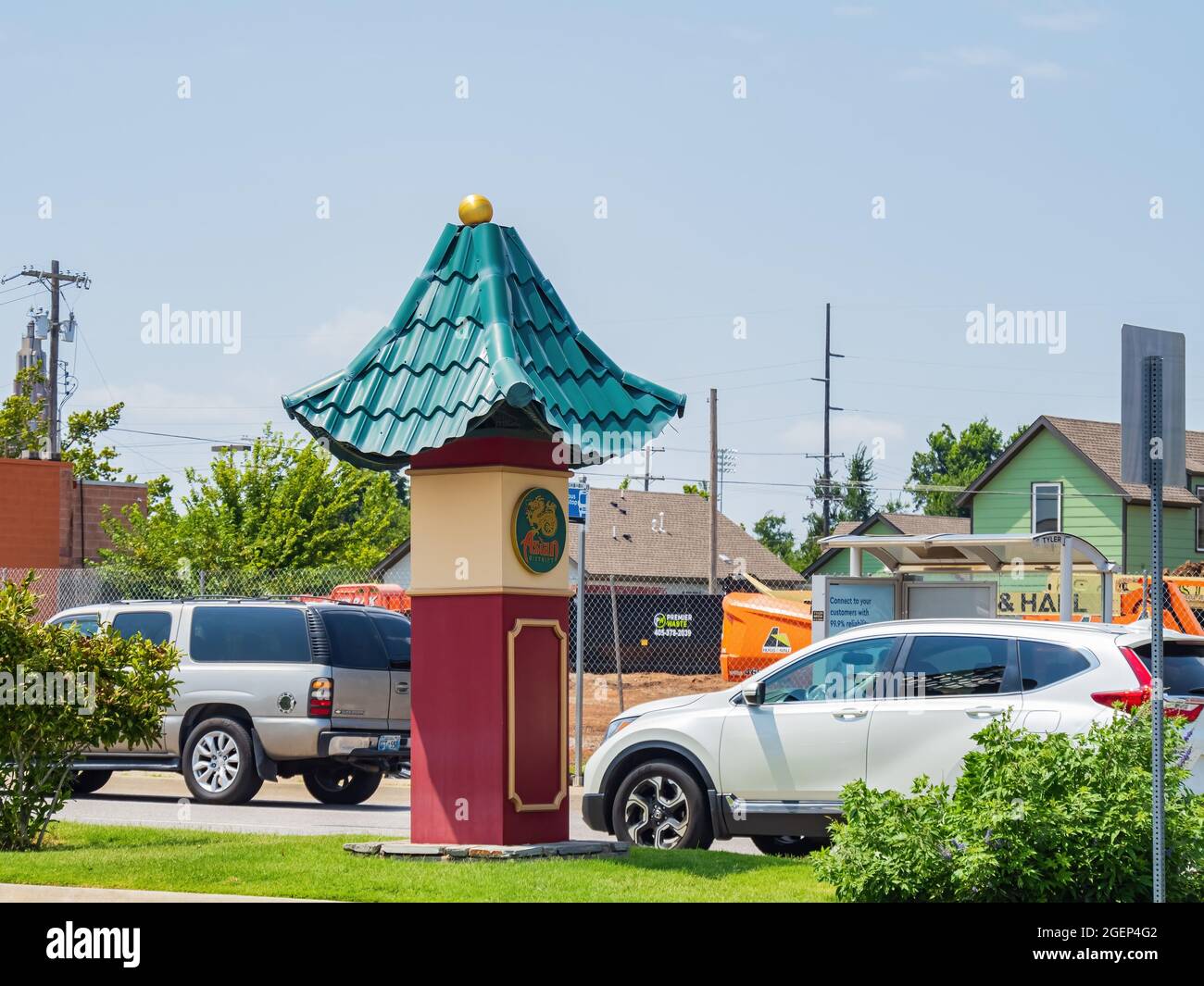 Oklahoma, AUG 8, 2021 - Sign of the Asian district Stock Photo - Alamy