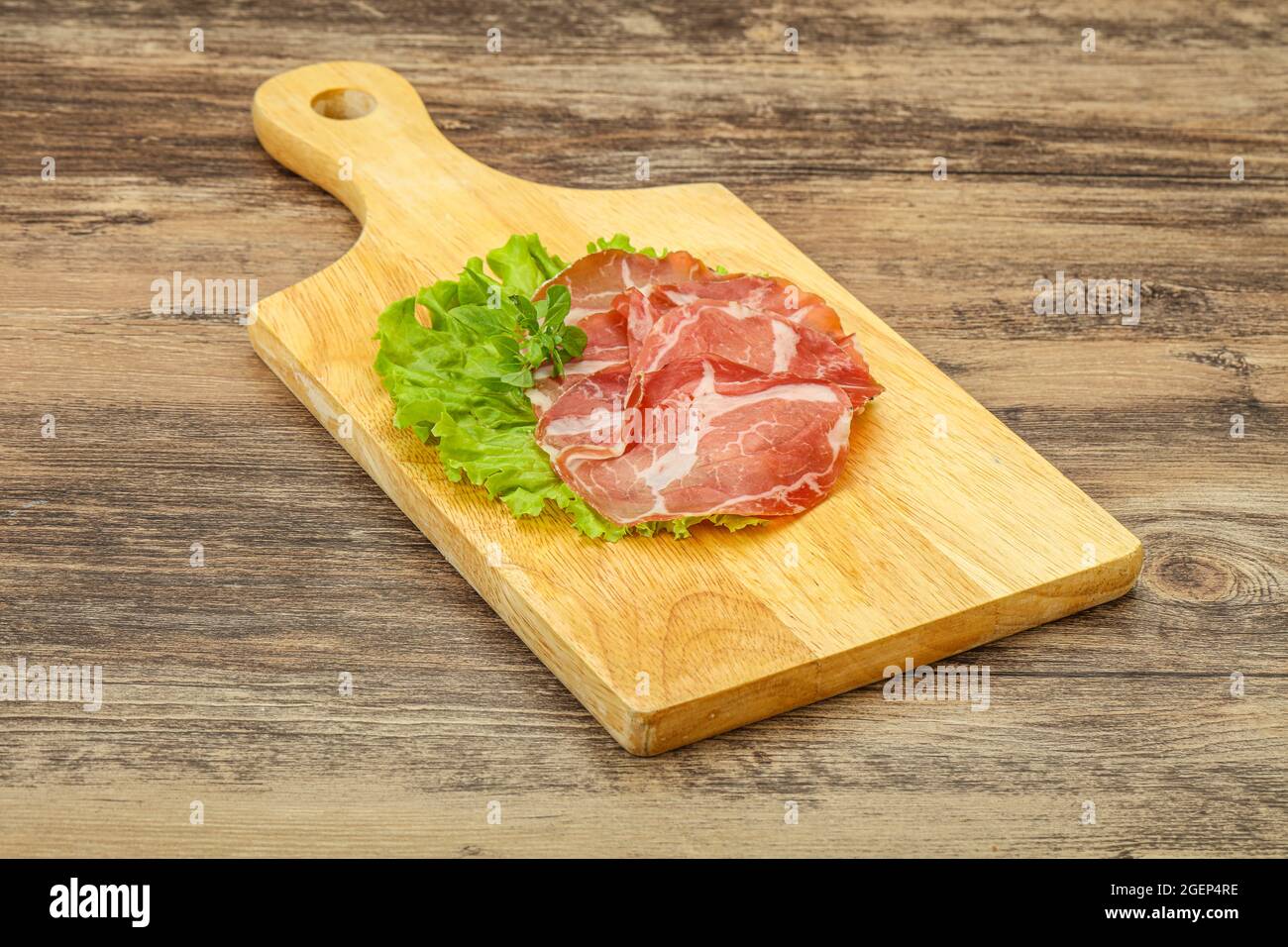 Delicous Smoked pork neck slices snack Stock Photo - Alamy