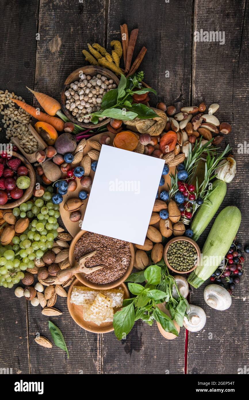 Panoramic food background with assortment of fresh organic fruits and ...