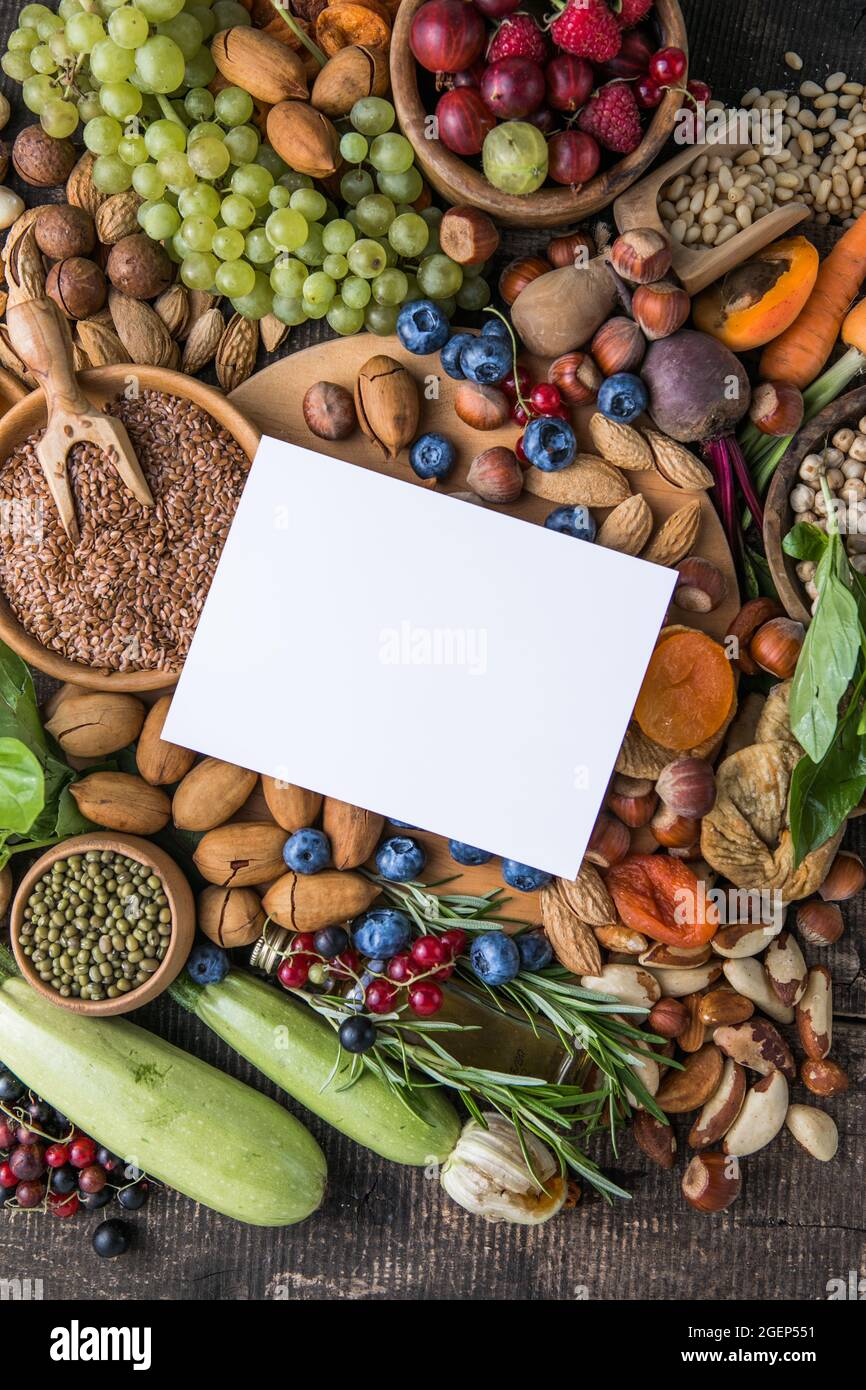 Panoramic food background with assortment of fresh organic fruits and ...