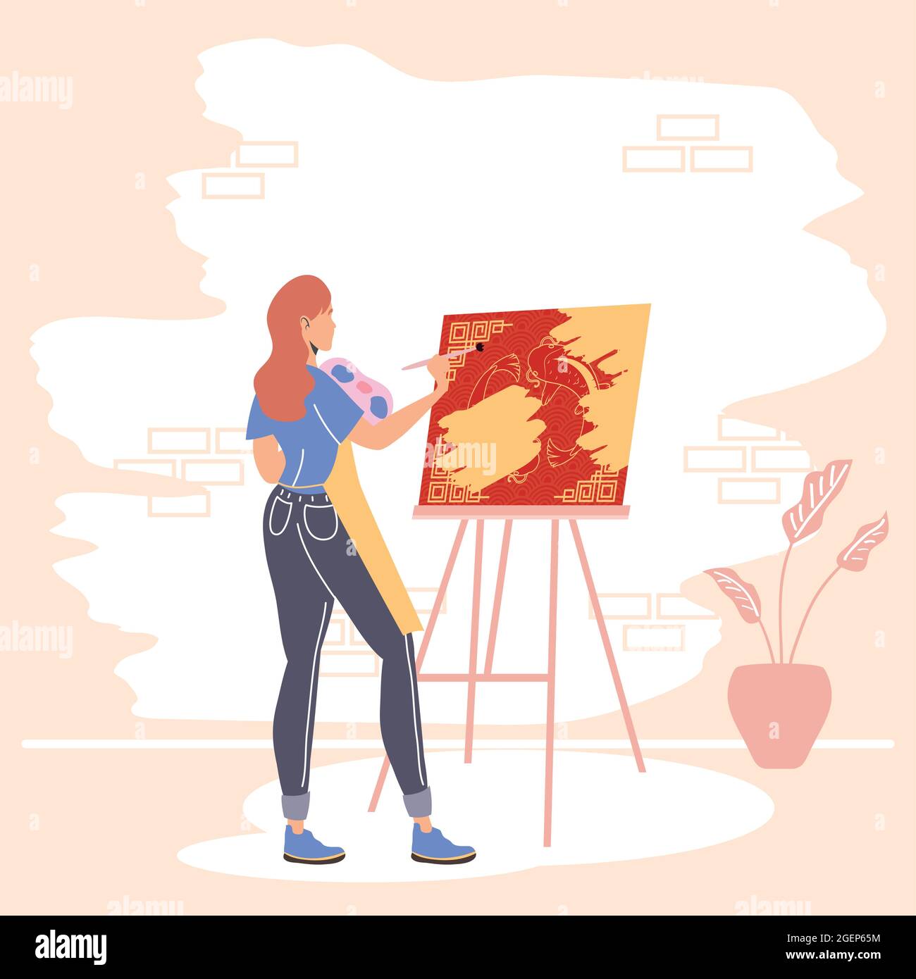 female artist painting scene character Stock Vector Image & Art - Alamy