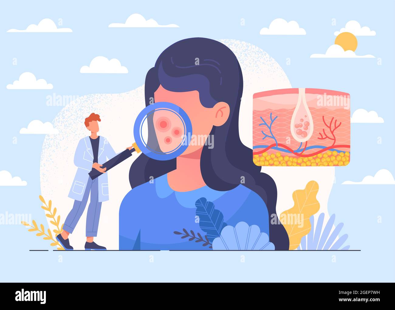 Skin health care and dermatology and abstract concept Stock Vector ...