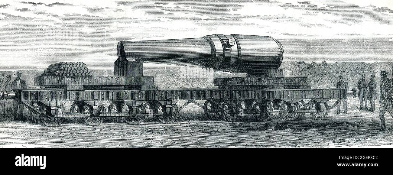 Sixty ton gun, monumental artillery of the late 19th century industrial ...
