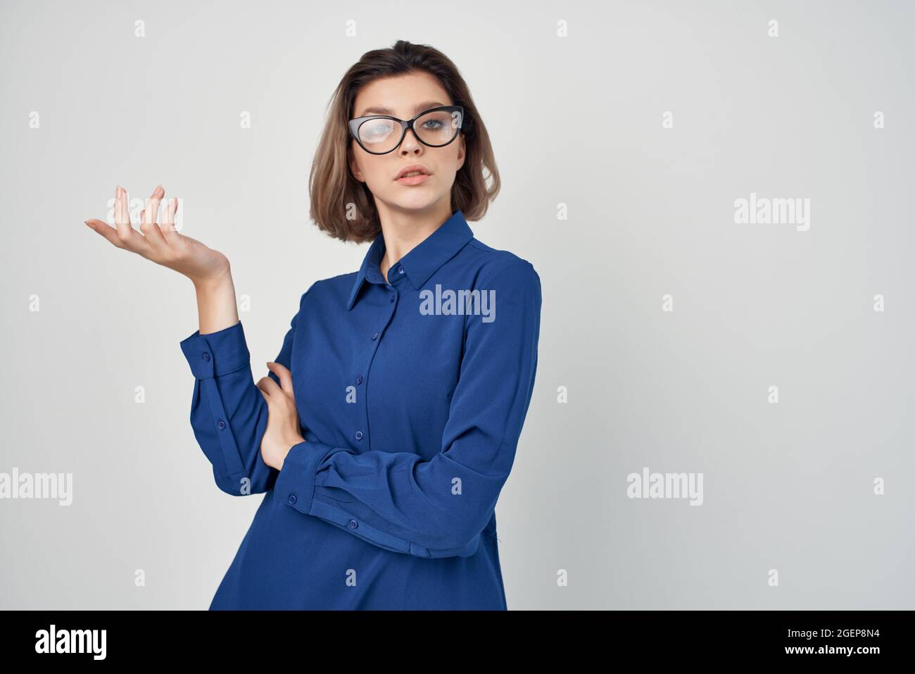 Business woman wearing glasses executive office professional work Stock ...