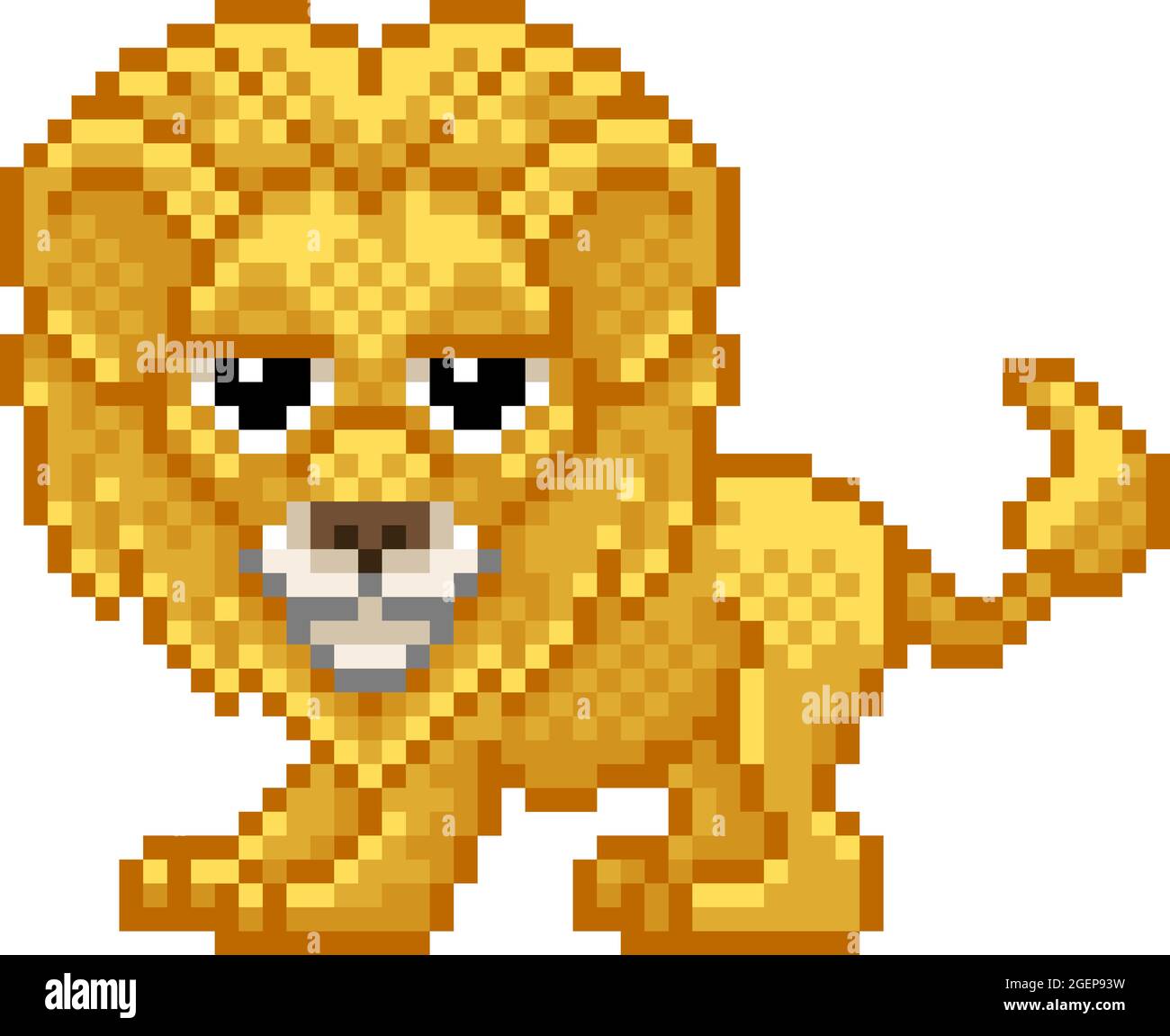 Lion Pixel Art Retro Video Game Cartoon Mascot Stock Vector Image & Art ...