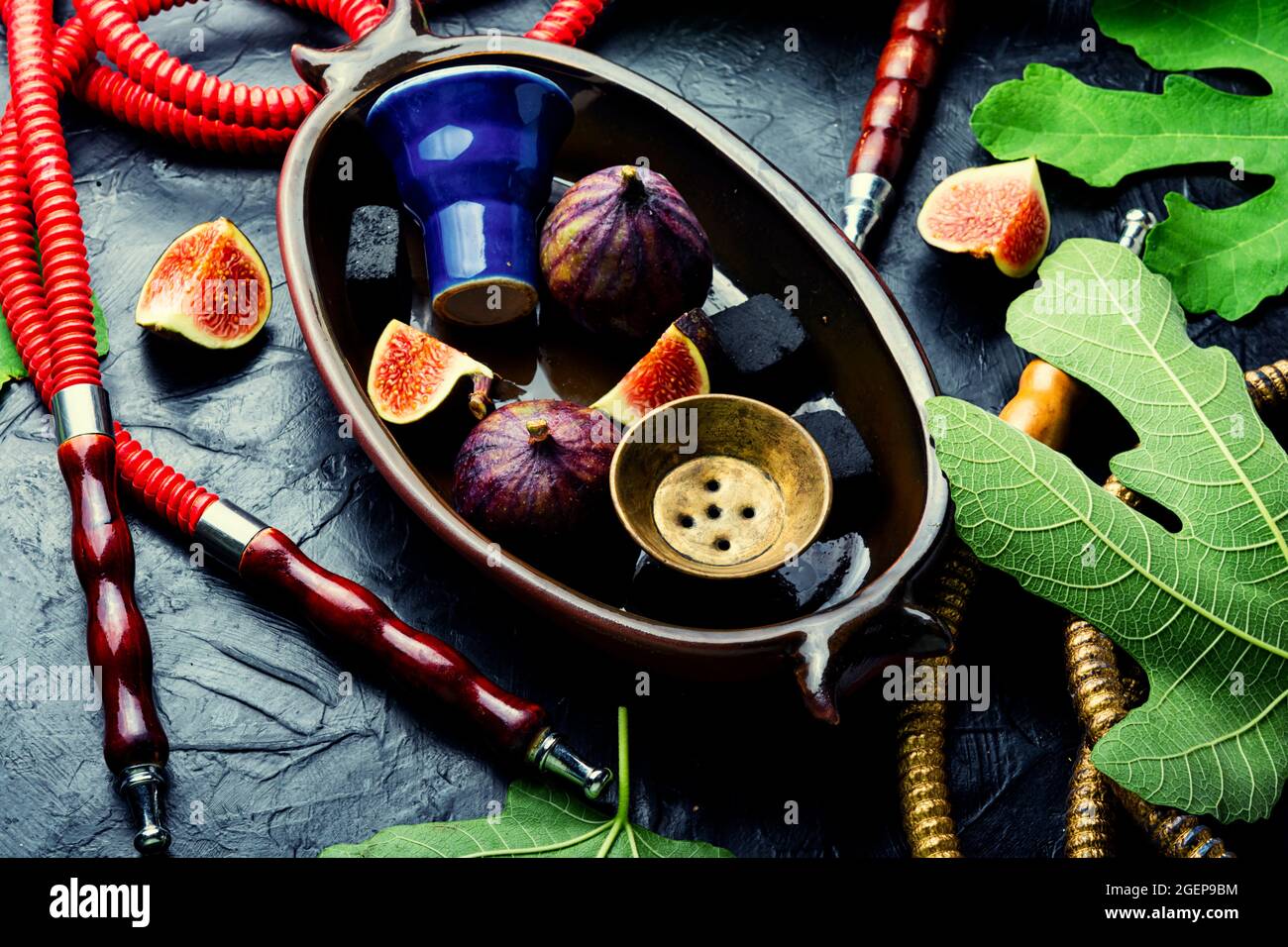 Oriental smoking hookah with fruit tobacco.Trendy hookah.Easy hookah ...