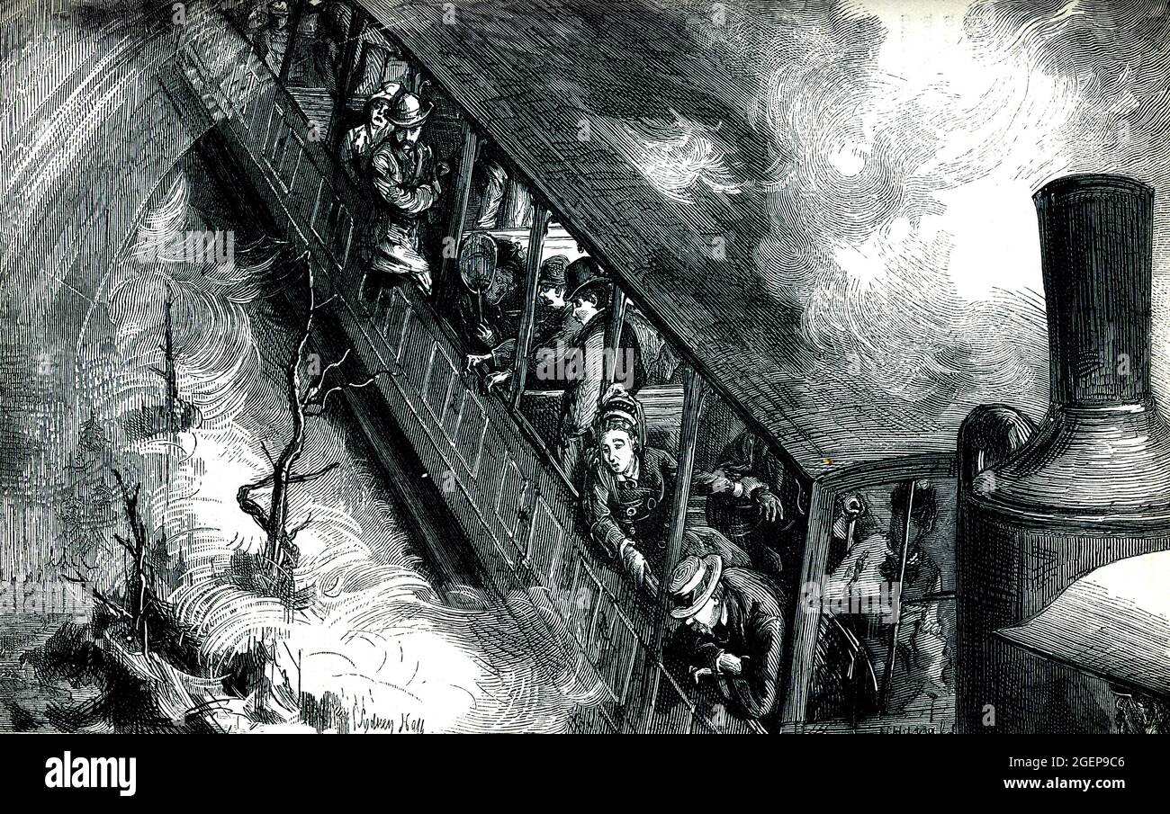 Steam Train racing down the mountain Stock Photo - Alamy