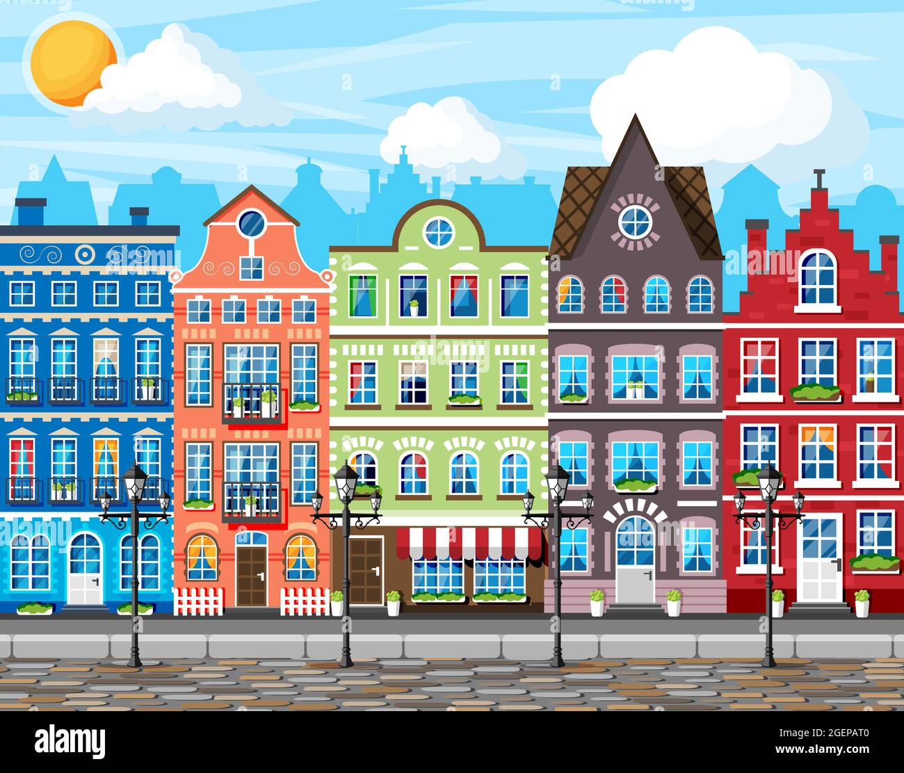 Old medieval street town Stock Vector Images - Alamy