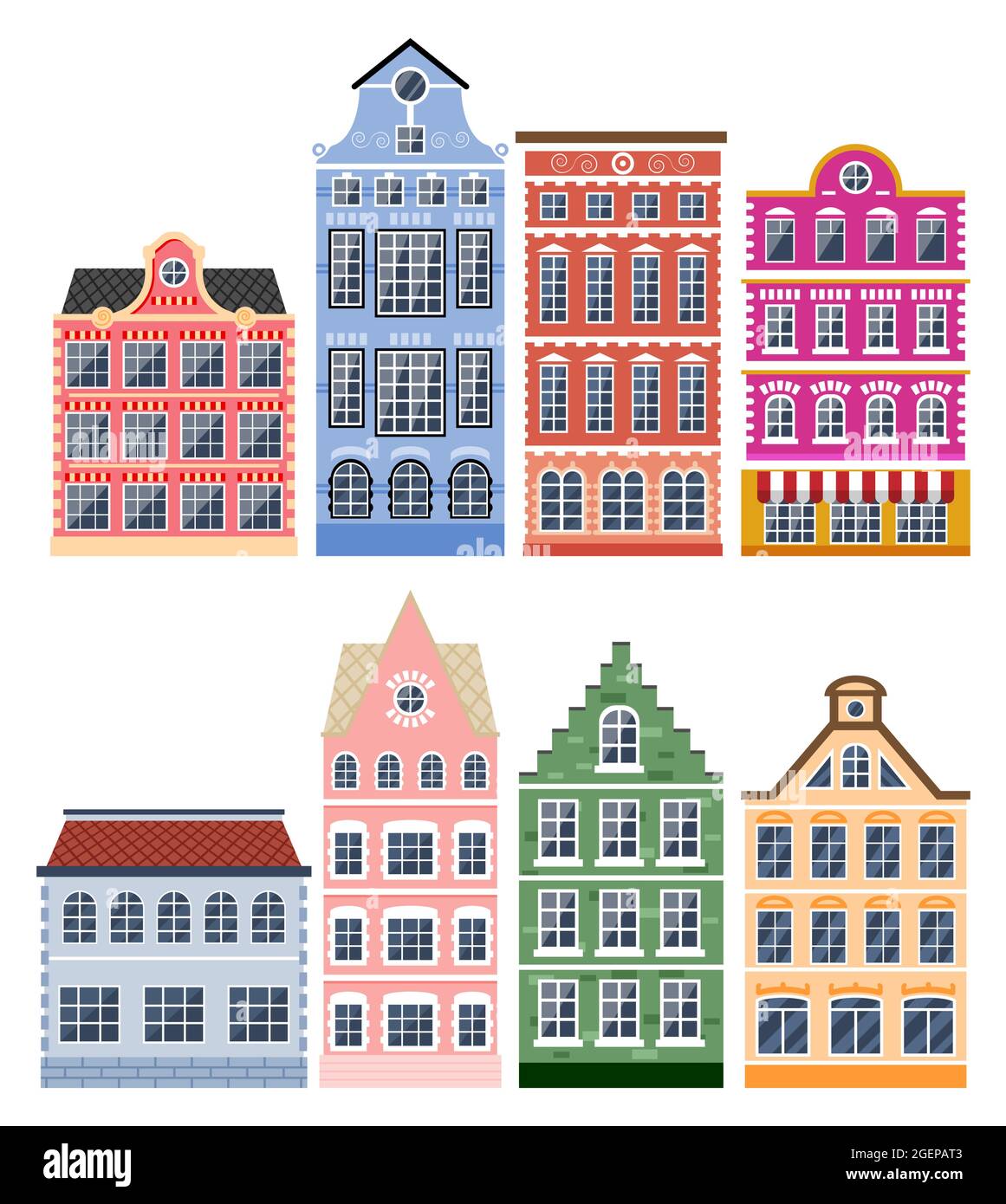 Residential House Icon Collection in Dutch Style Stock Vector Image ...