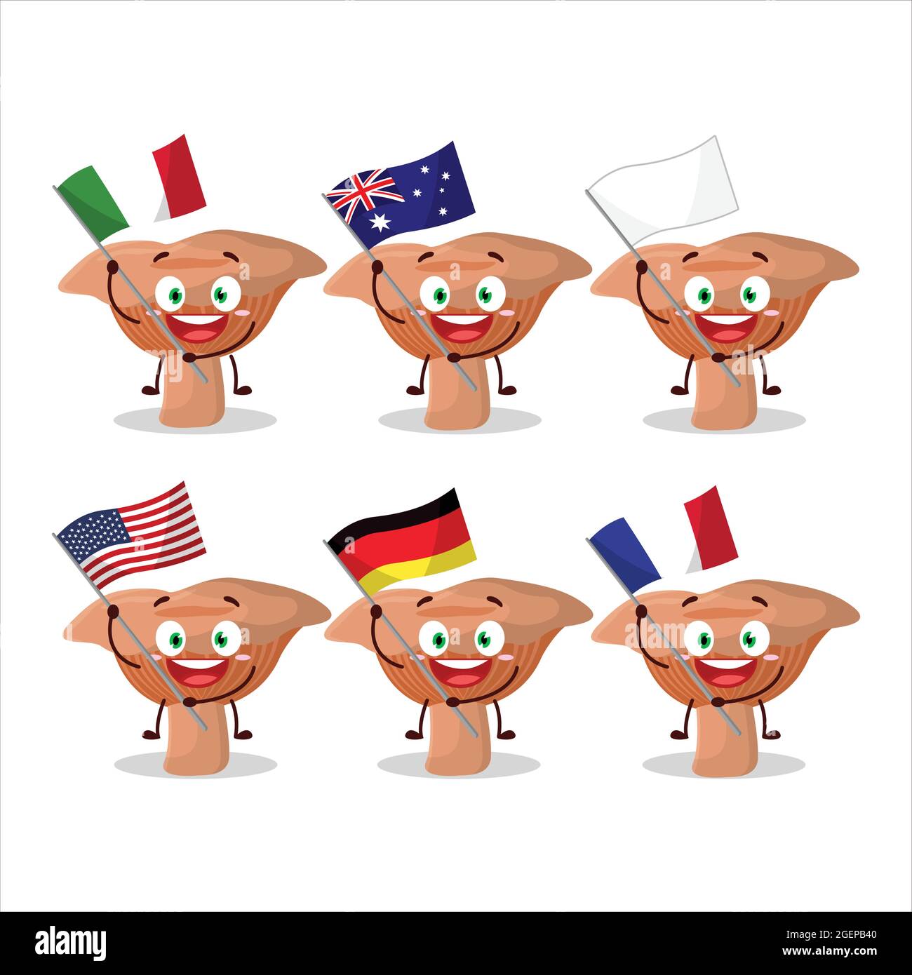 Niscalo Cartoon Character Bring The Flags Of Various Countries Vector