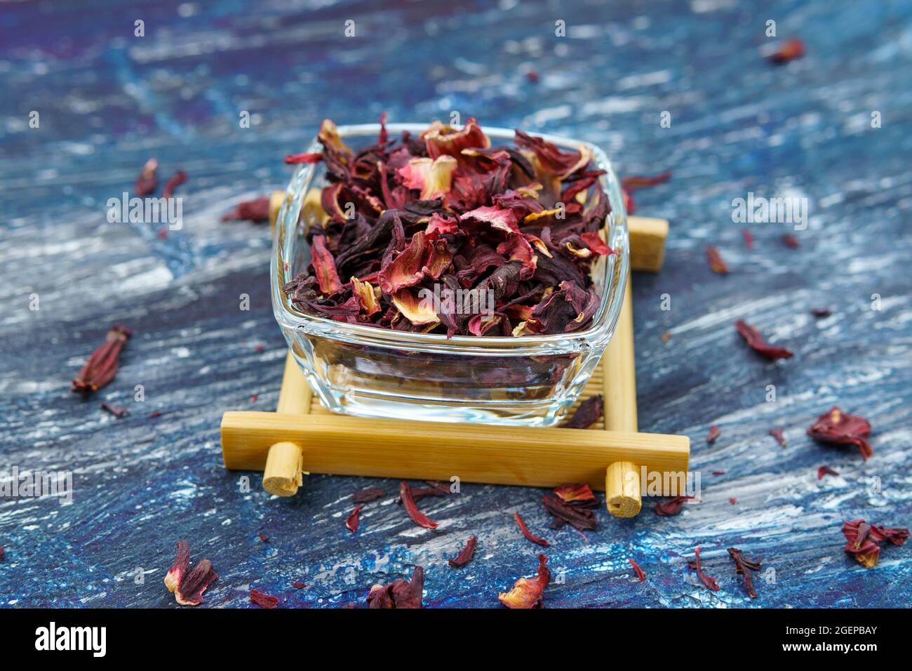 Sudanese rose, hibiscus flower. Tea composition from tea petals of the ...