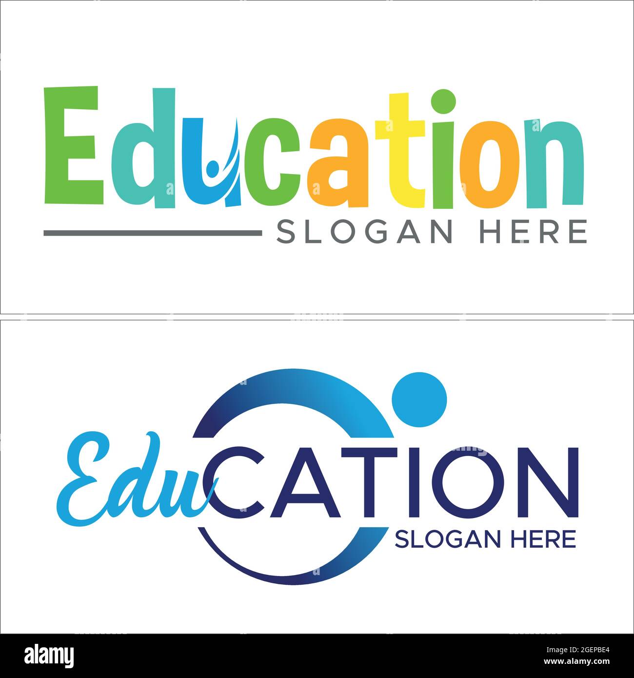 Colorful lettering with people icon vector education logo design Stock ...