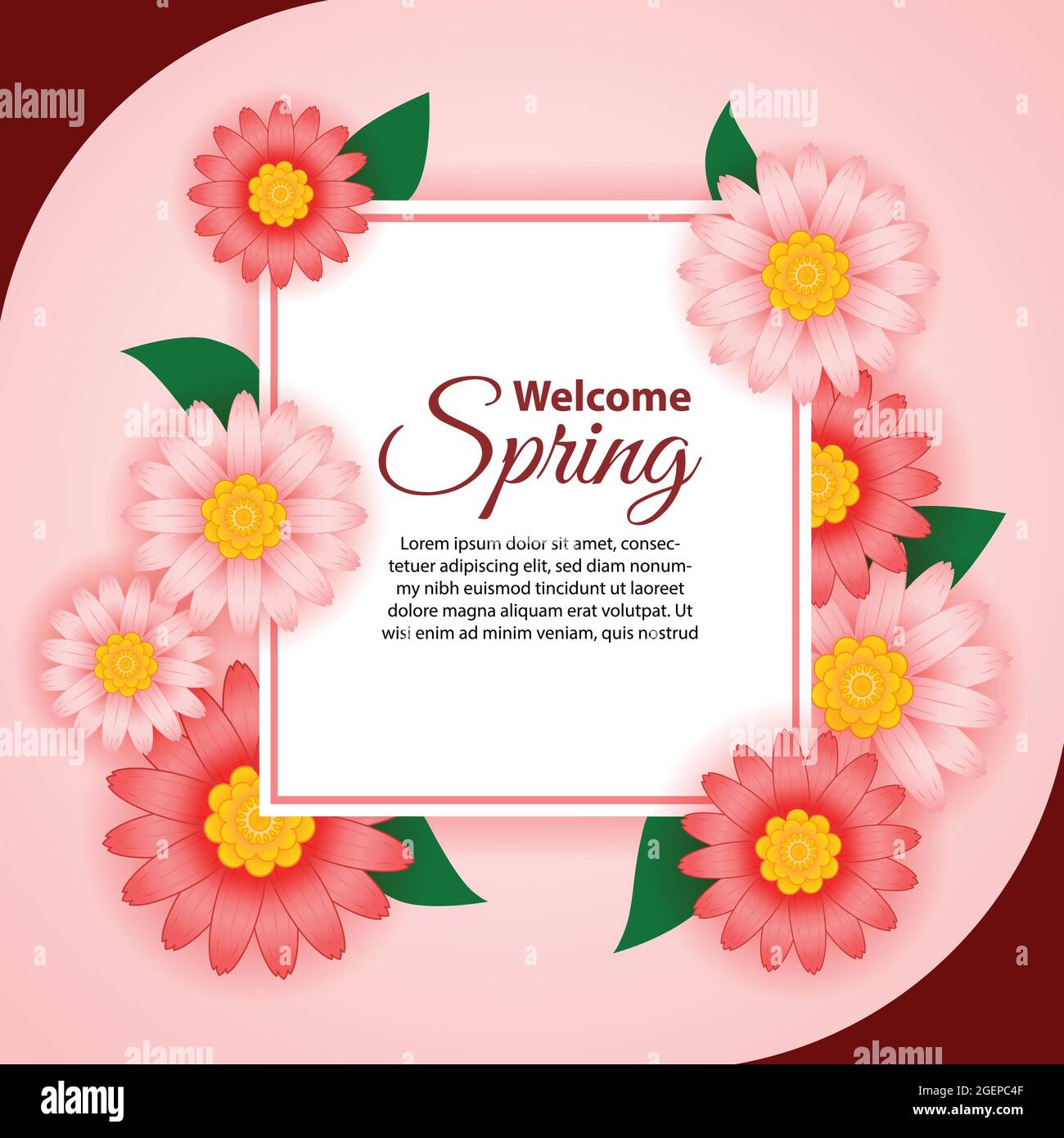 welcome spring vector illustration with flowers Stock Vector Image ...