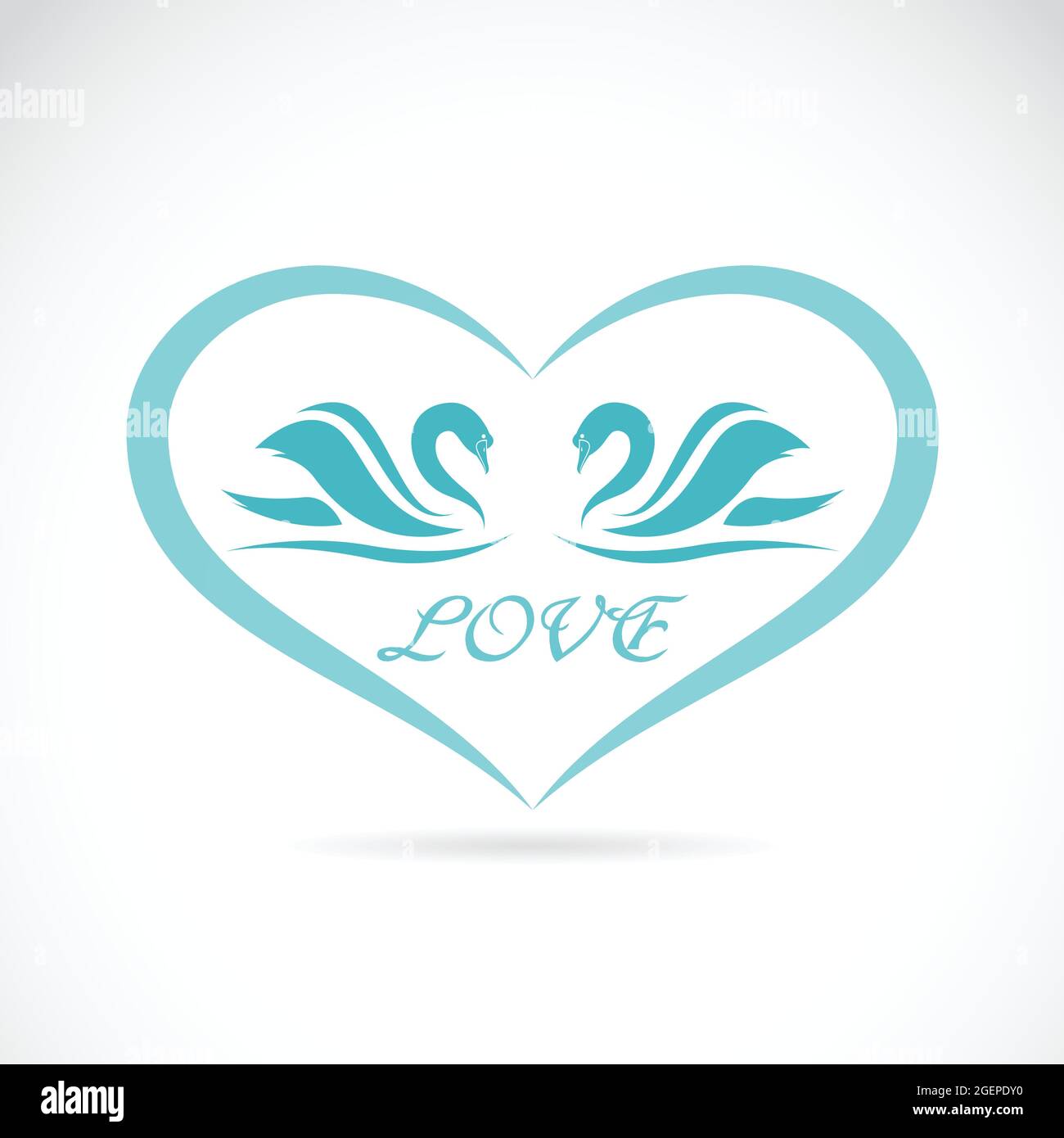 Vector image of two swans in a heart shape. Easy editable layered ...