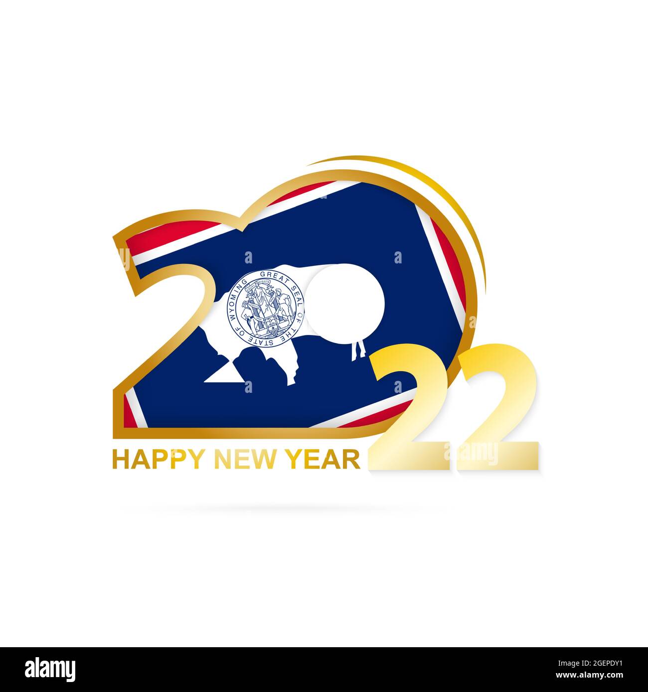 Year 2022 with Wyoming Flag pattern. Happy New Year Design. Vector ...
