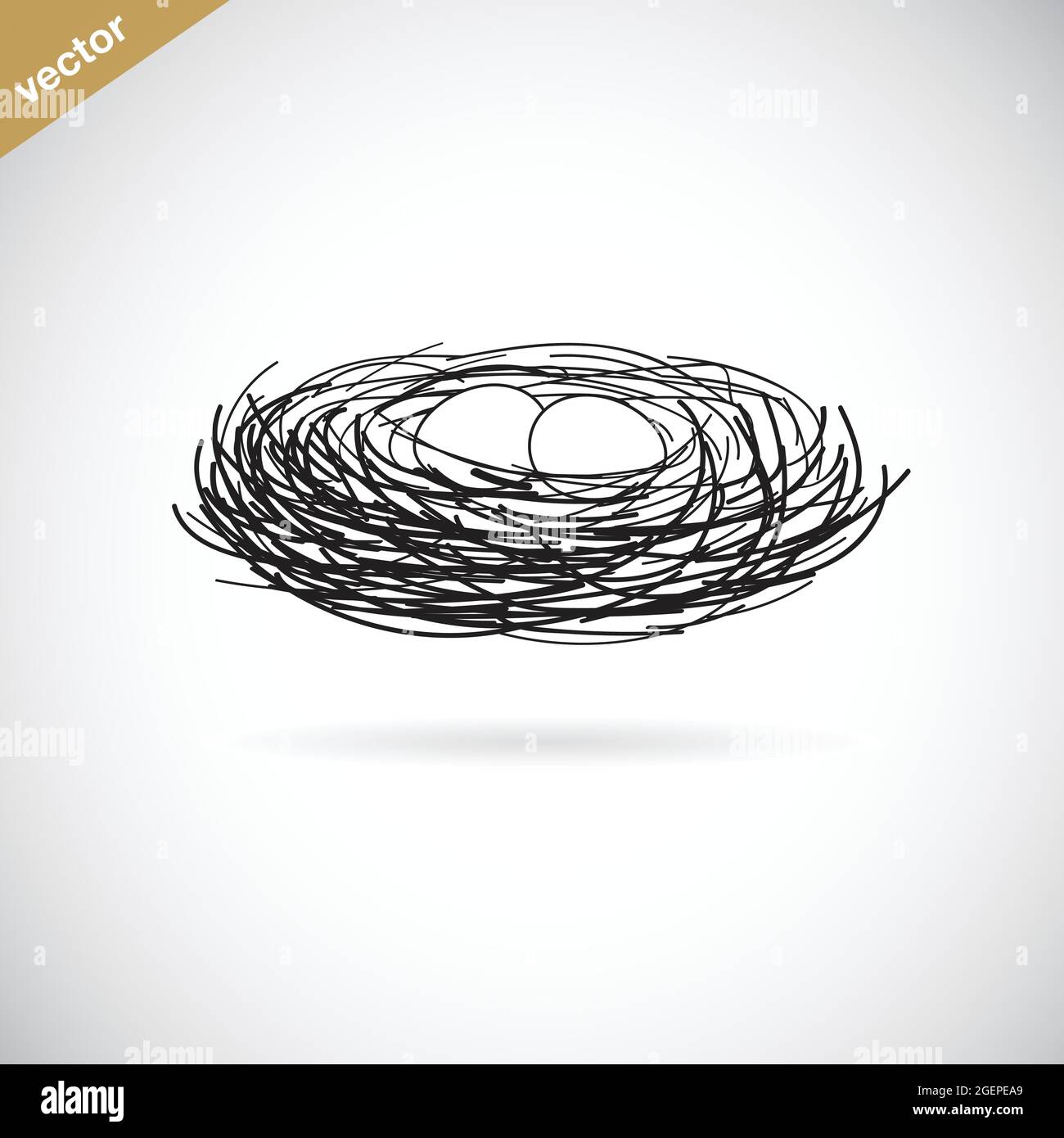 Vector image of an bird's nest on white background Stock Vector Image ...