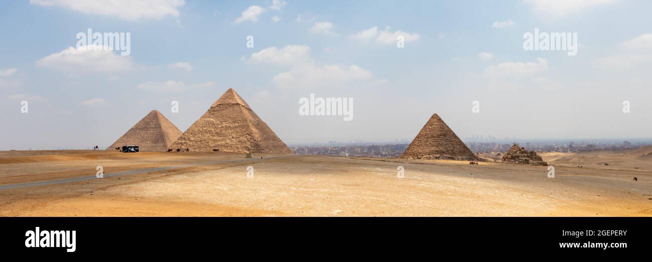 View of the area with the great pyramids of Giza, Egypt Stock Photo - Alamy