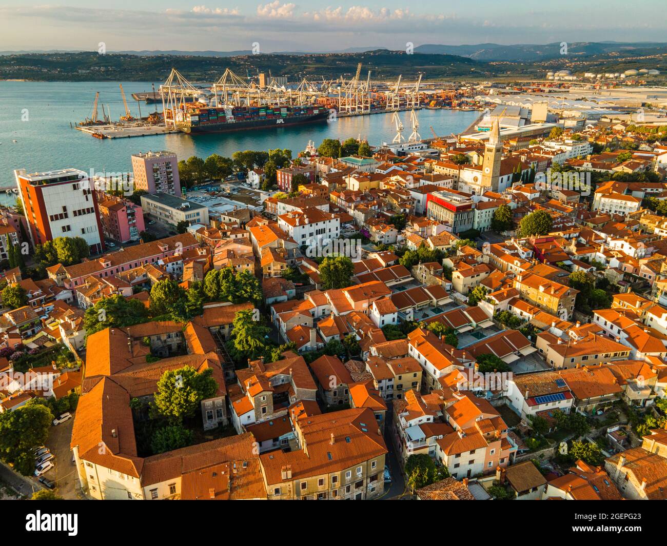 Aerial View of Koper Town in Slovenia and Koper Port Stock Photo - Alamy