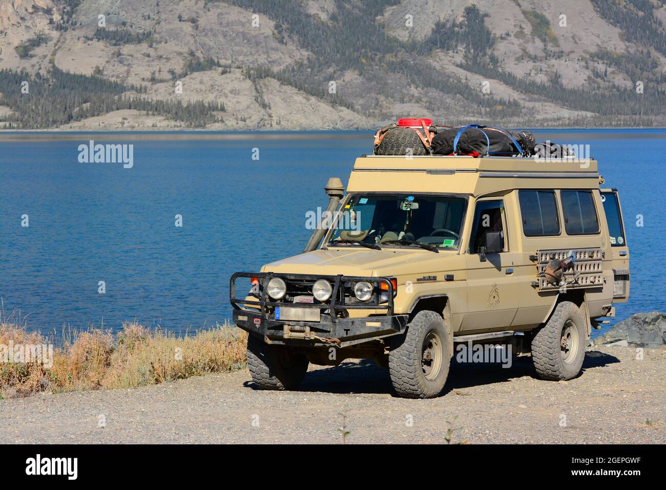 Toyota Land Cruiser road trip - Yukon Stock Photo - Alamy