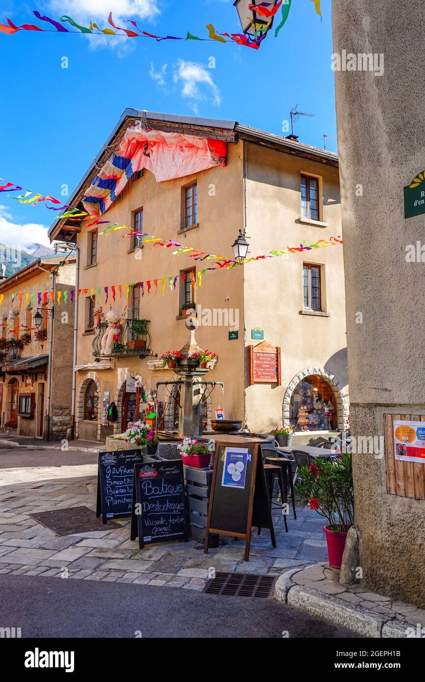 The mountain town of Aussois in the Savoie region of southern France ...