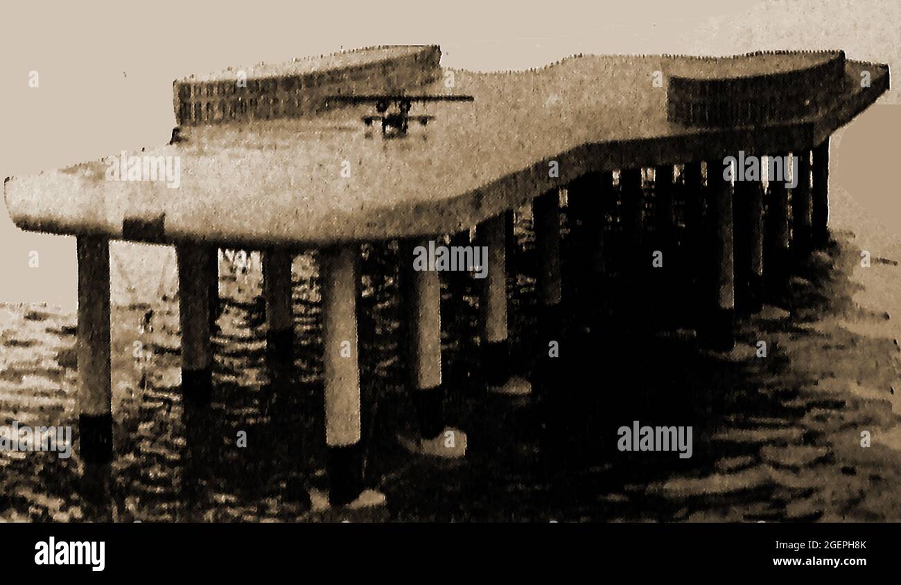 EARLY DAYS OF AVIATION - 1933 - Model of a SEADROME airport with hotel ...