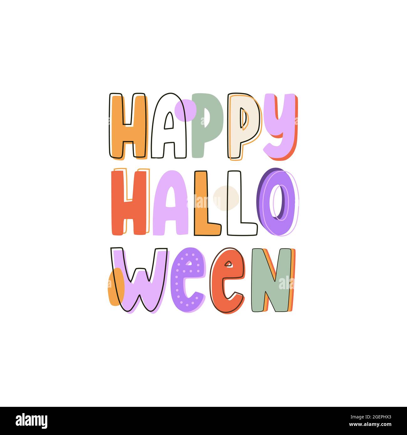 Cute Happy Halloween print. Hand drawn lettering for party decorations ...