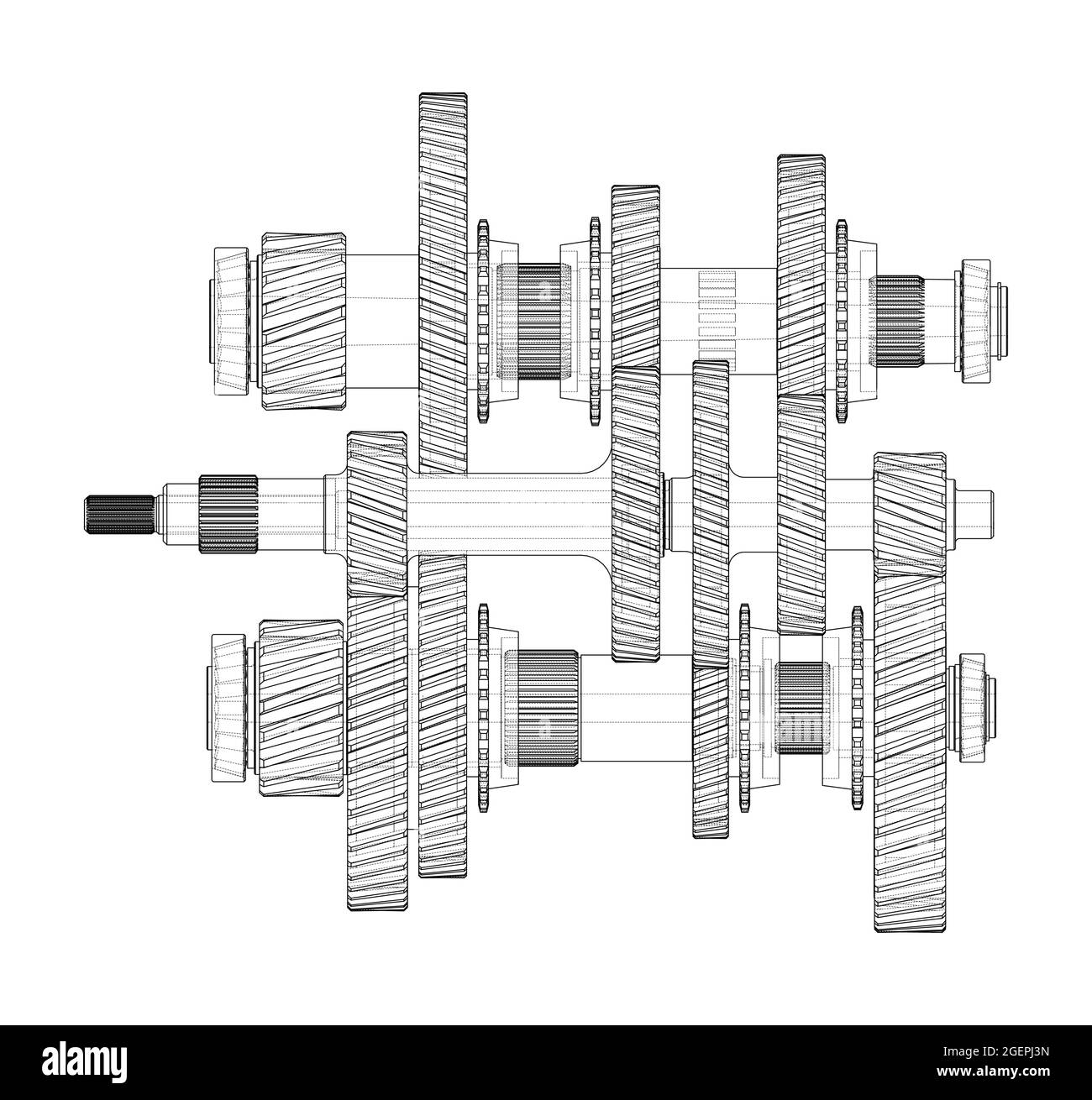 Gearbox sketch. Vector rendering of 3d Stock Vector Image & Art - Alamy