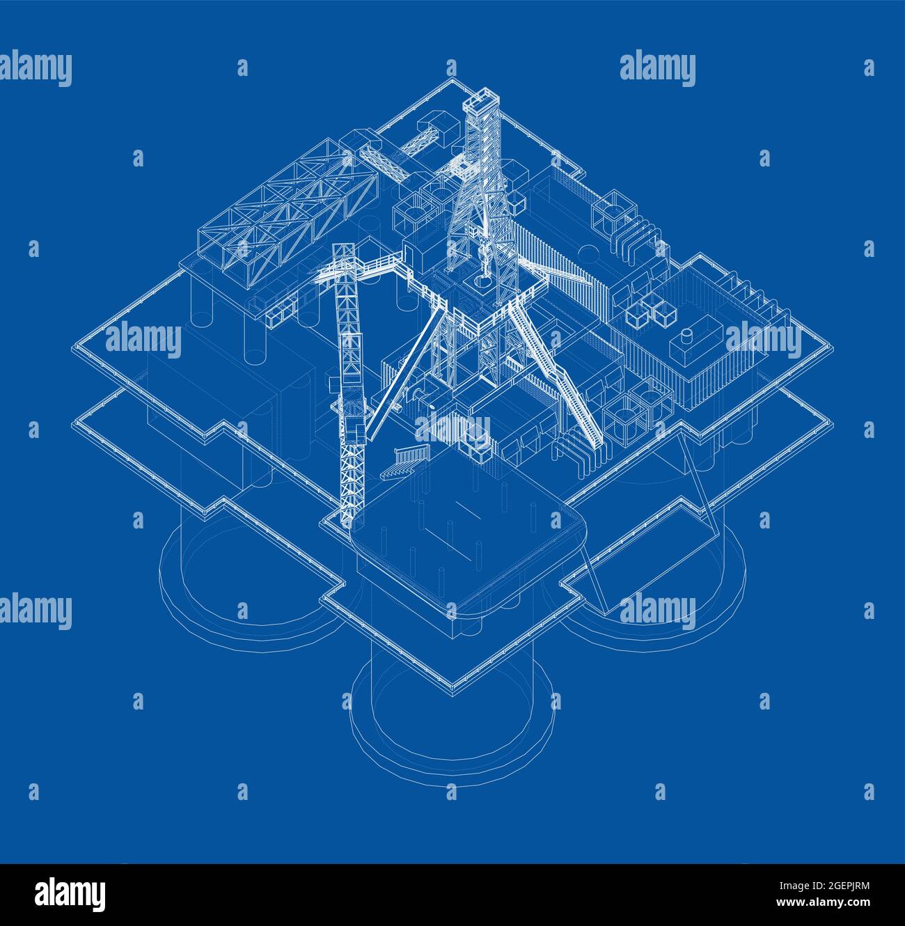 Offshore Oil Rig. Vector rendering of 3d Stock Vector Image & Art - Alamy