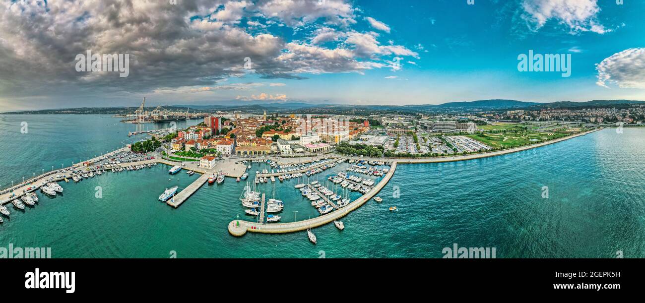 Aerial Panorama of Koper or Capodistria Harbor, City and Port on ...