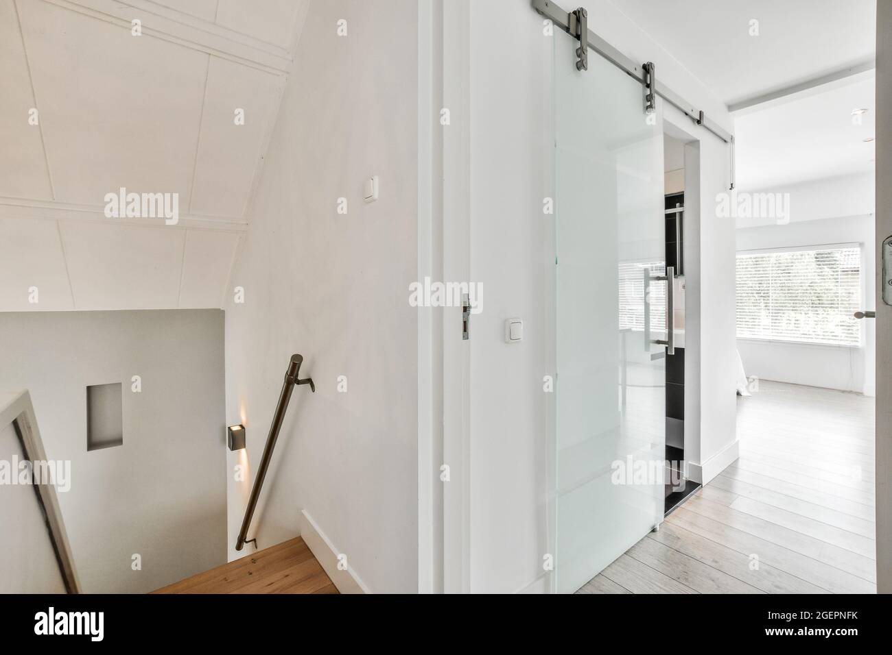 Second-floor hallway interior of a modern residential house Stock Photo ...