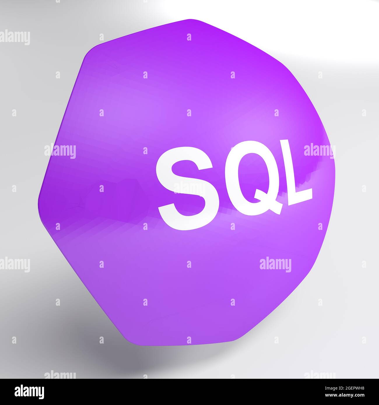 SQL purple octagonal icon isolated on white background - 3D rendering ...