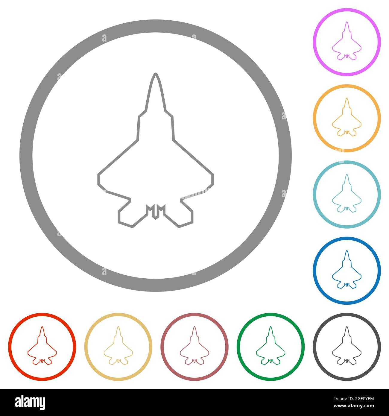 Jet fighter outline flat color icons in round outlines on white background Stock Vector Image ...