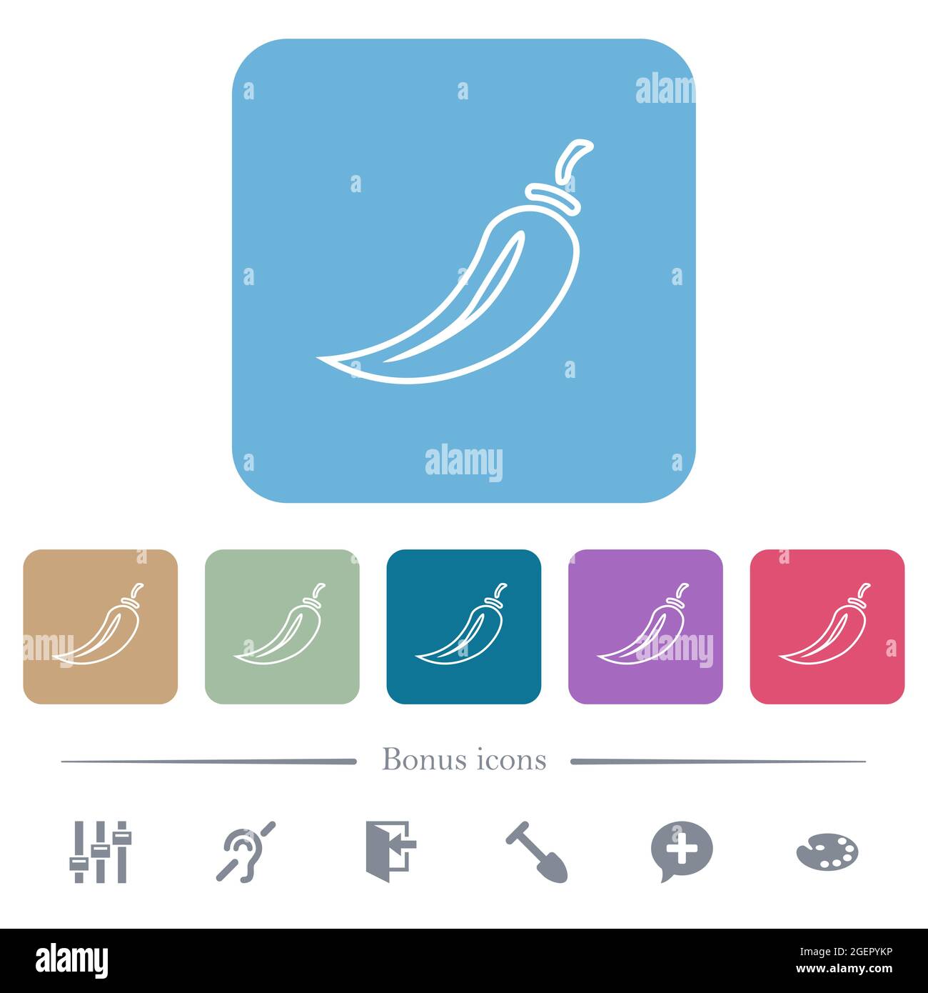 Chili pepper white flat icons on color rounded square backgrounds. 6 bonus icons included Stock ...