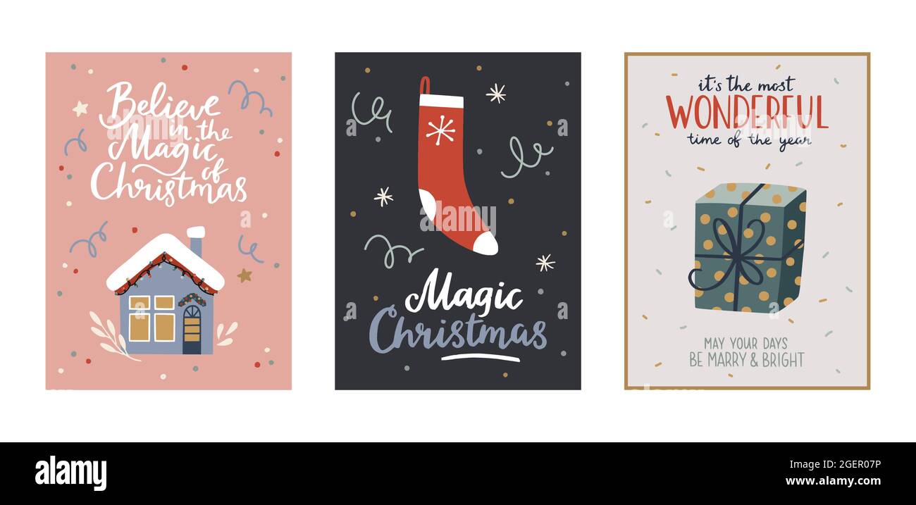 Vector illustration phrase merry Cut Out Stock Images & Pictures - Alamy