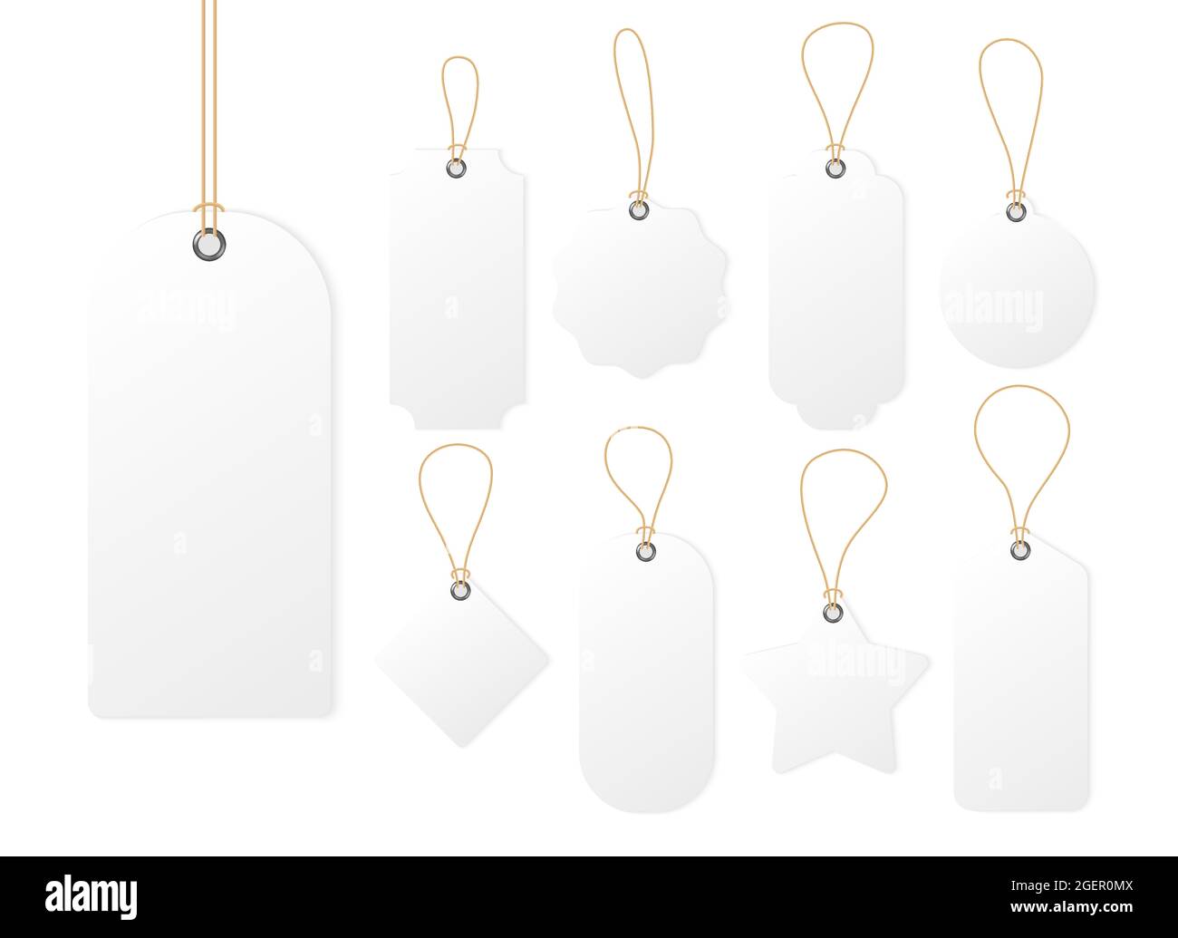 White price tag. Blank paper sale label. Gift or luggage sticker tags ...