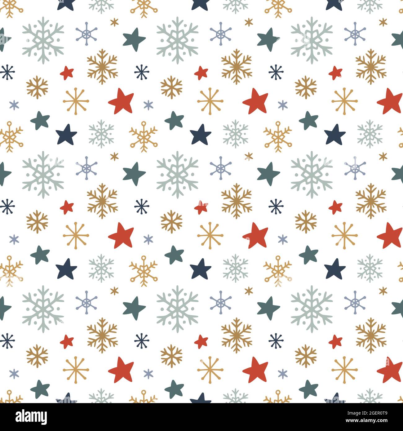 Christmas seamless pattern with multicolor stars and snowflakes on ...