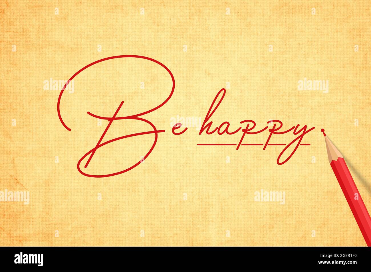 Be happy hand Written On Vintage Yellow Paper. Old Textured Paper with ...