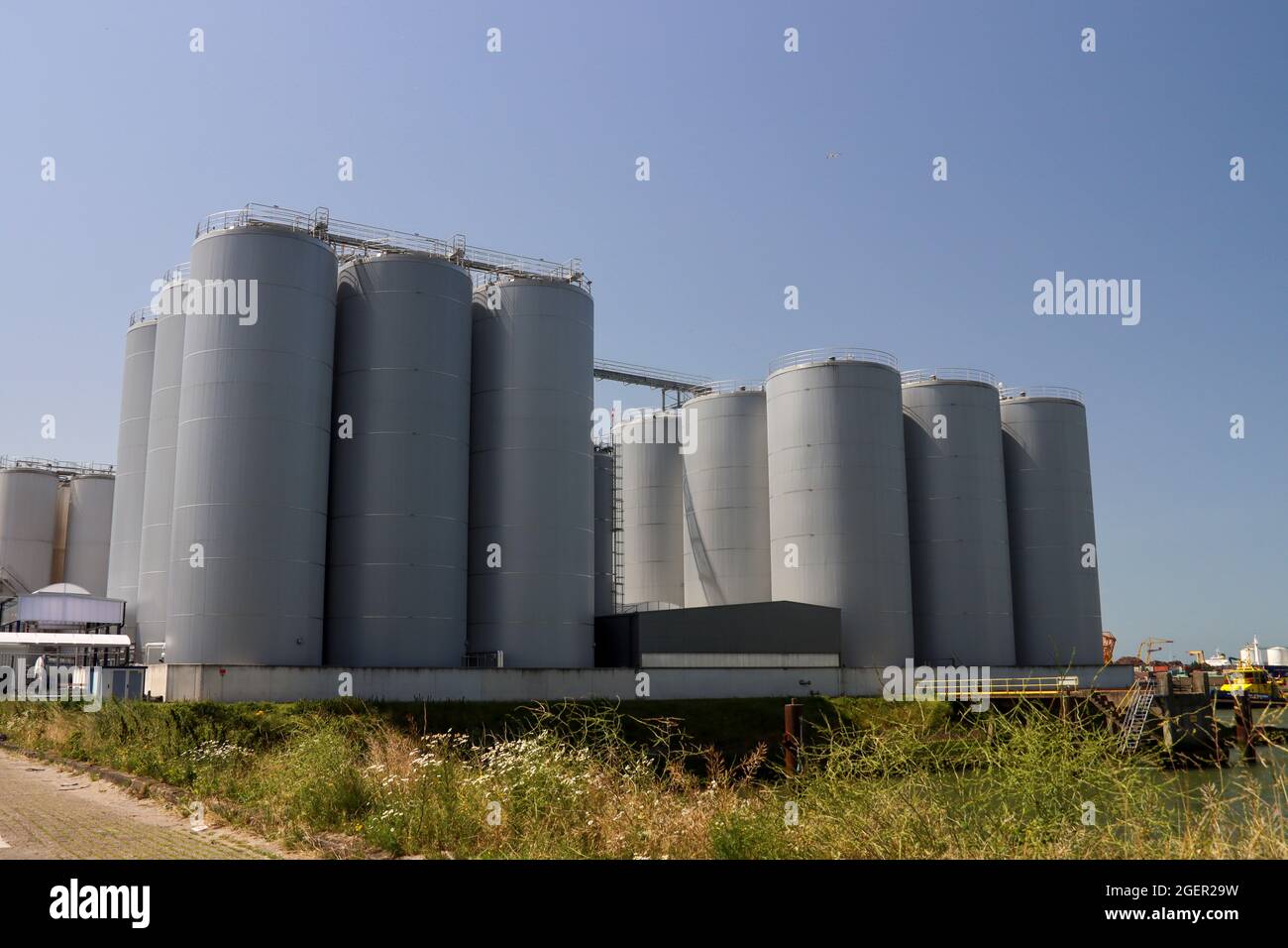 Oil storage tanks at the Maastank terminal in the Botlek harbor in the ...