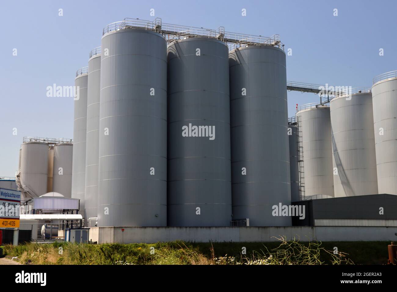 Oil storage tanks at the Maastank terminal in the Botlek harbor in the ...