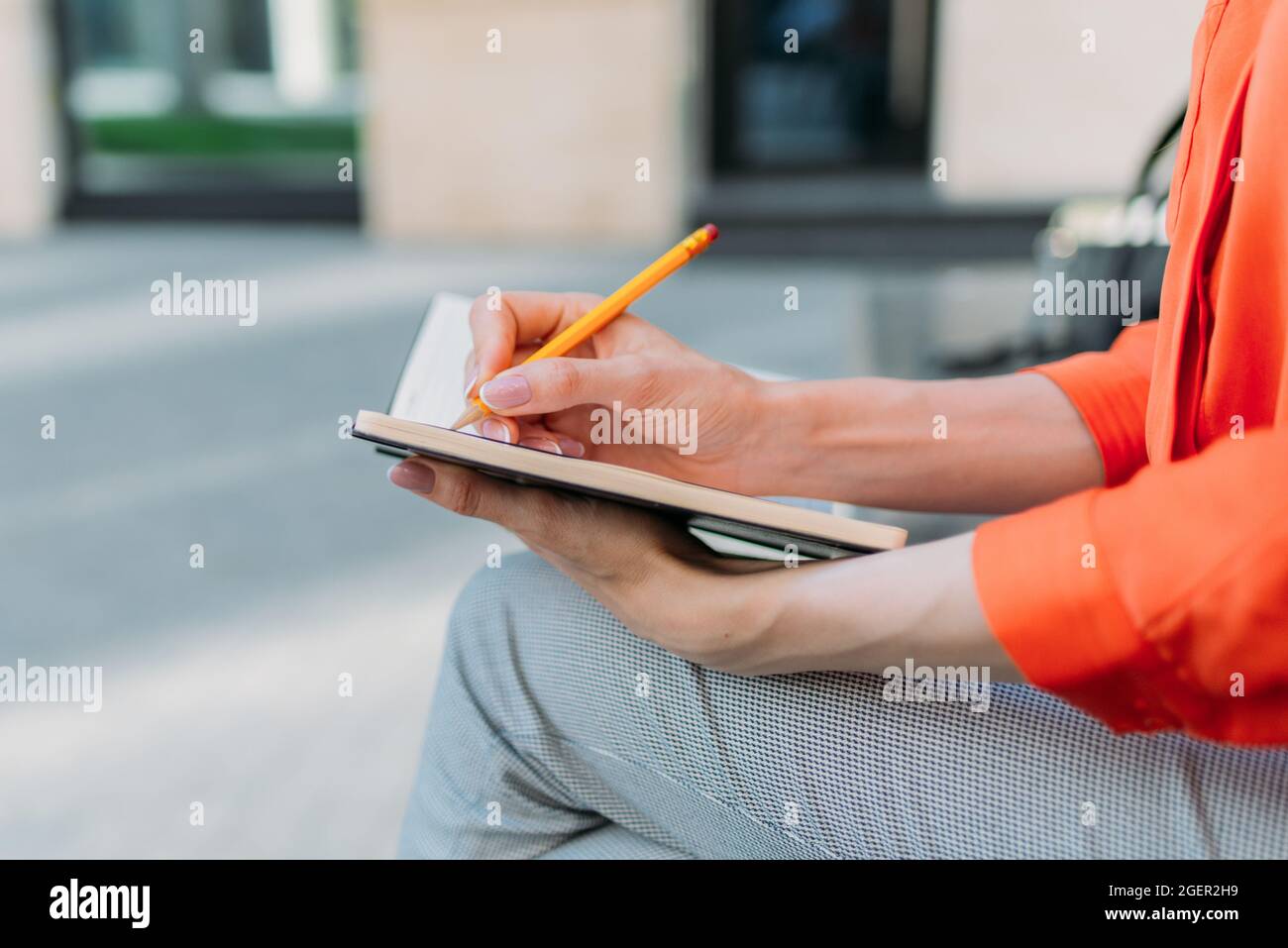 Woman makes notes in hi-res stock photography and images - Alamy