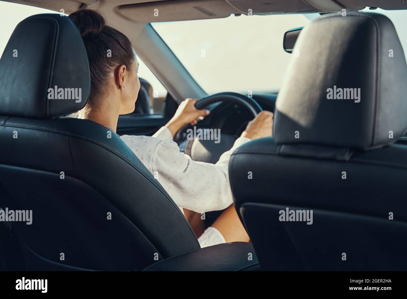 Person behind wheel driving view hi-res stock photography and images ...